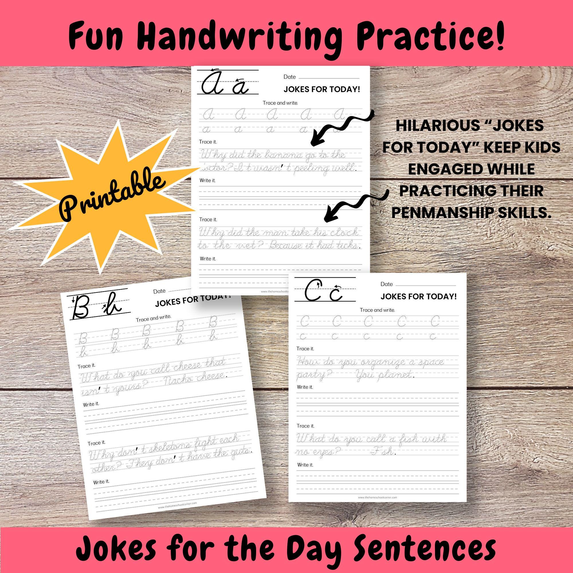 Cursive Sentence Writing: Fun Jokes of the Day Write Sentences, Cursive ...
