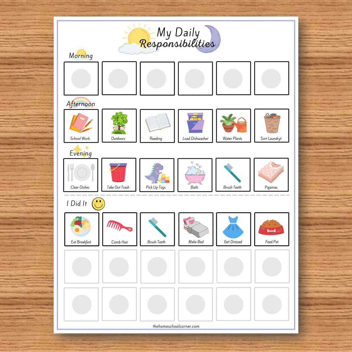 Daily Schedule for Kids With Visual Routine Cards, Morning Afternoon ...