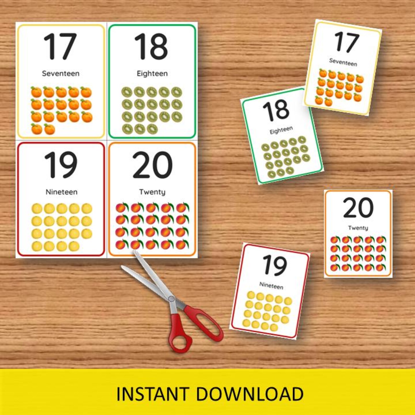 Printable Number Flashcards 1-20: Kids Educational Game (digital ...