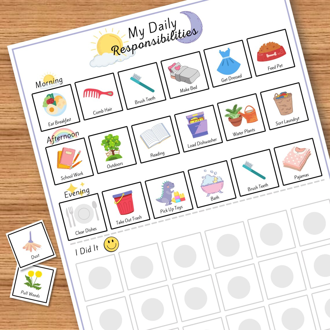 Daily Schedule for Kids With Visual Routine Cards, Morning Afternoon ...