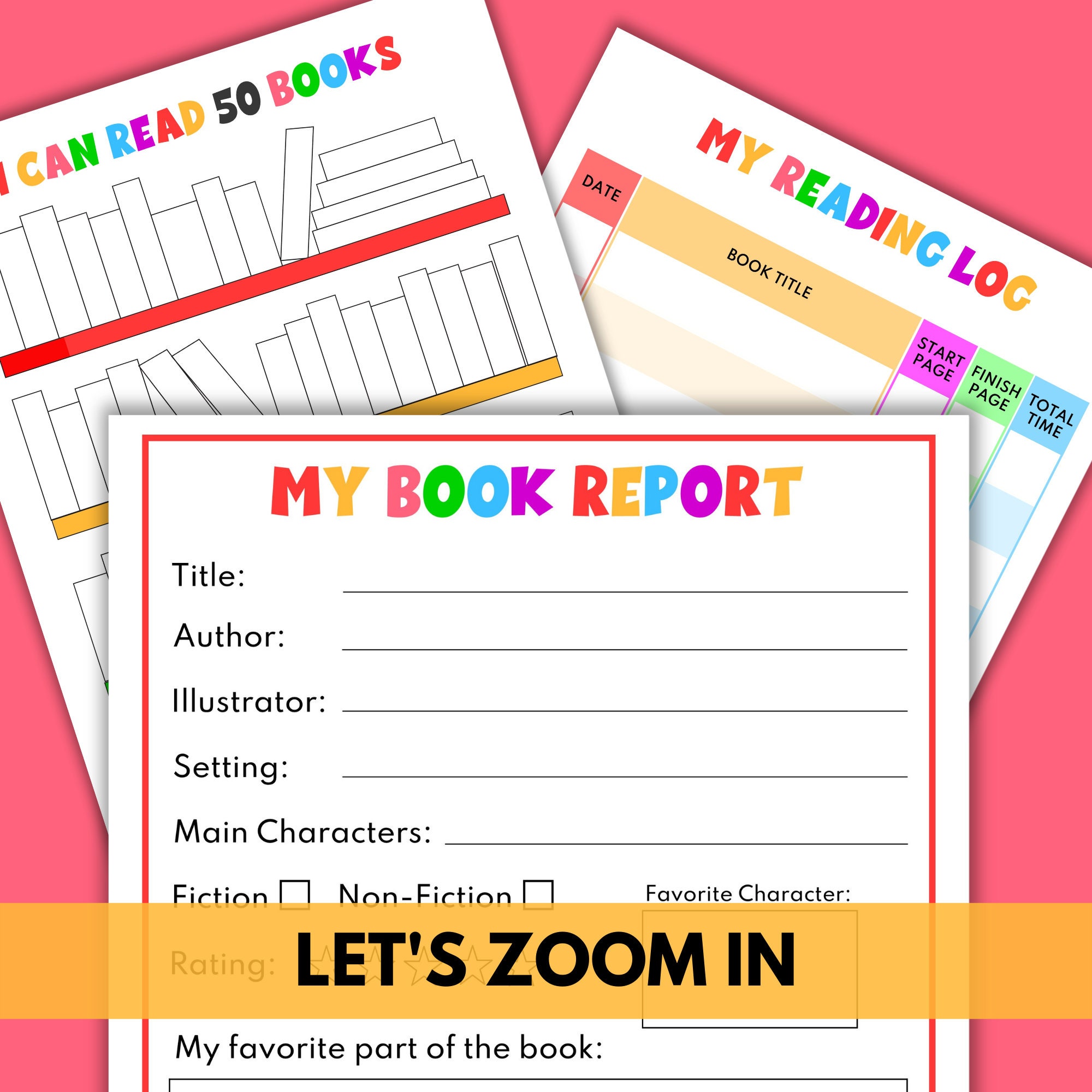 Reading Log Bundle, Book Report, Reading Challenge, Visual Book Tracker ...