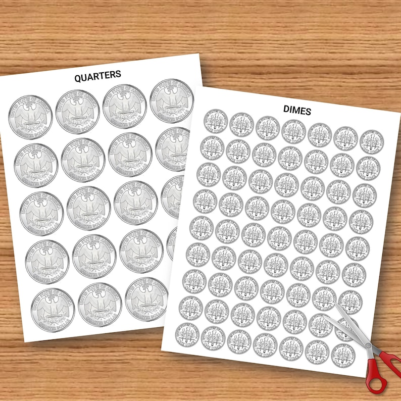 Printable American Coins, US Currency Coins, Play Money Coins, Toy ...