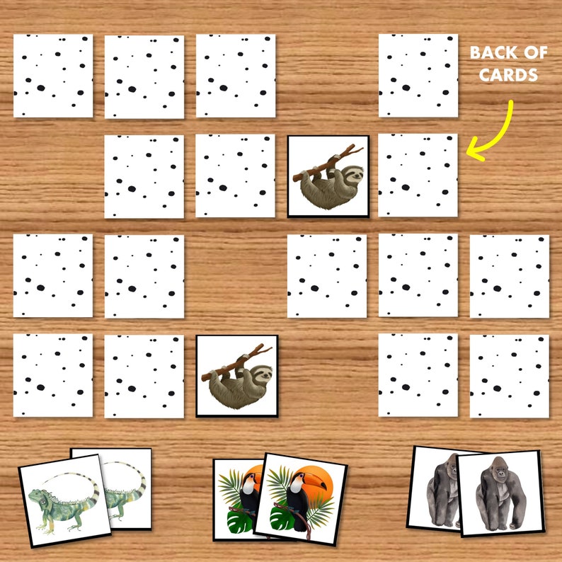 Jungle Life Memory Game for Kids, Matching Pictures, Jungle Animals ...