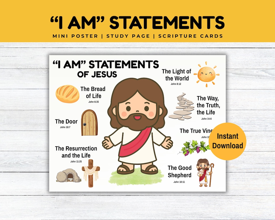 Kids Bible Study Printable: Jesus I Am Statements Activities for Sunday ...