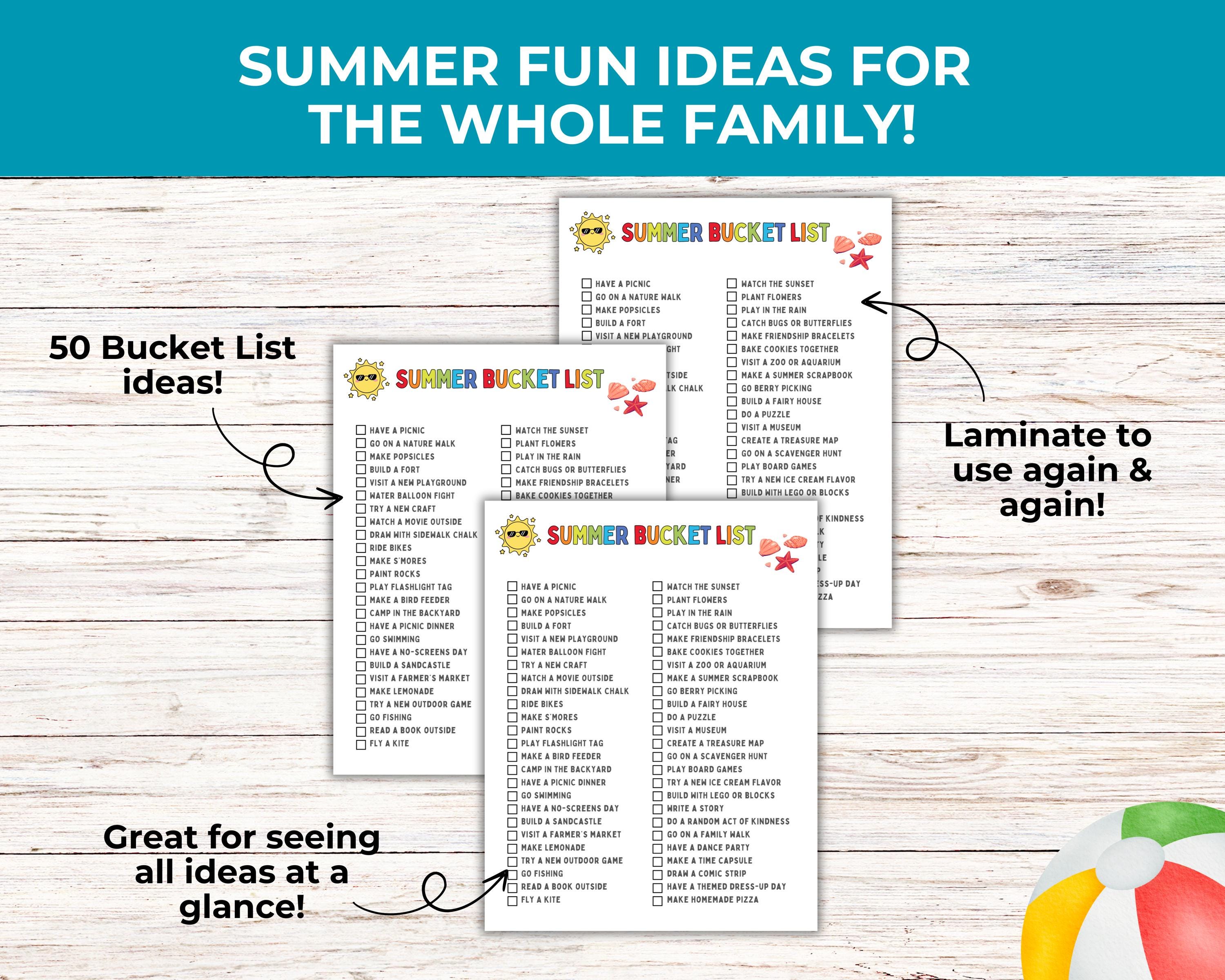 Summer Bucket List Printable, Summer Checklist, Letter Size & A4 - Etsy