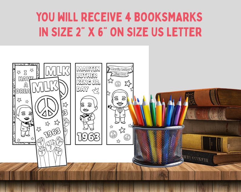 MLK Coloring Bookmarks: Printable Kids Activity, Martin Luther King ...