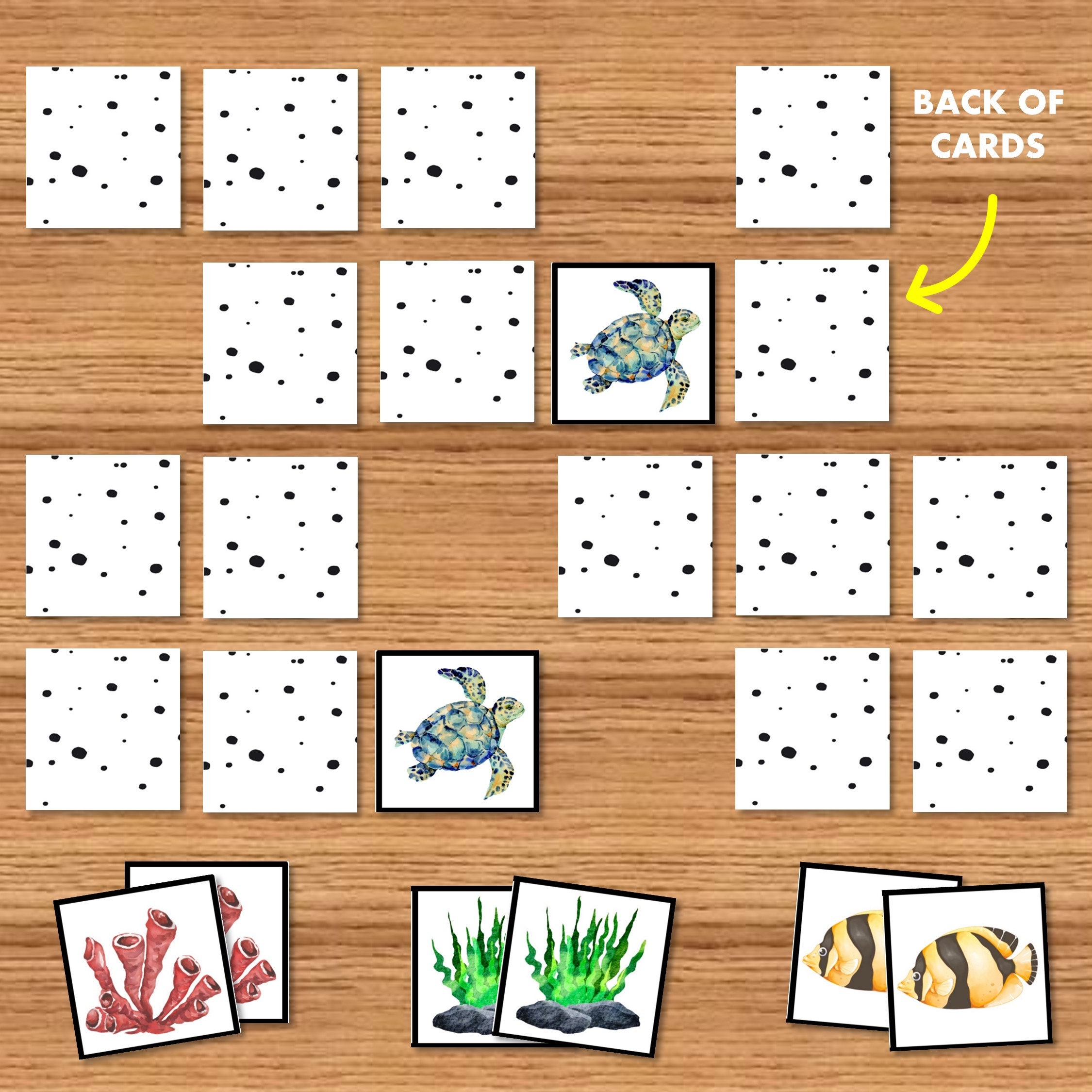 Sea Life Memory Game, Matching Pictures, Ocean Animals Activity ...