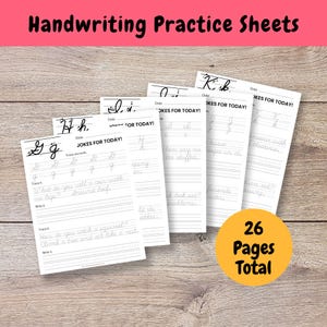 Cursive Writing Practice Worksheets: Jokes of the Day (PDF) - Etsy