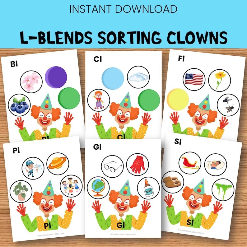 L-blends Sorting Activity: Clown Matching Game (PDF) - Etsy