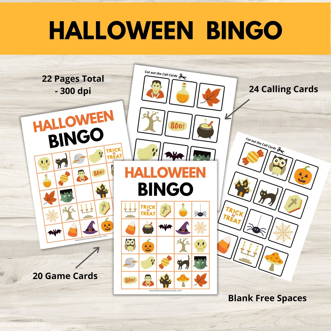 Halloween Bingo for Kids Printable Bingo Cards 20 Unique - Etsy