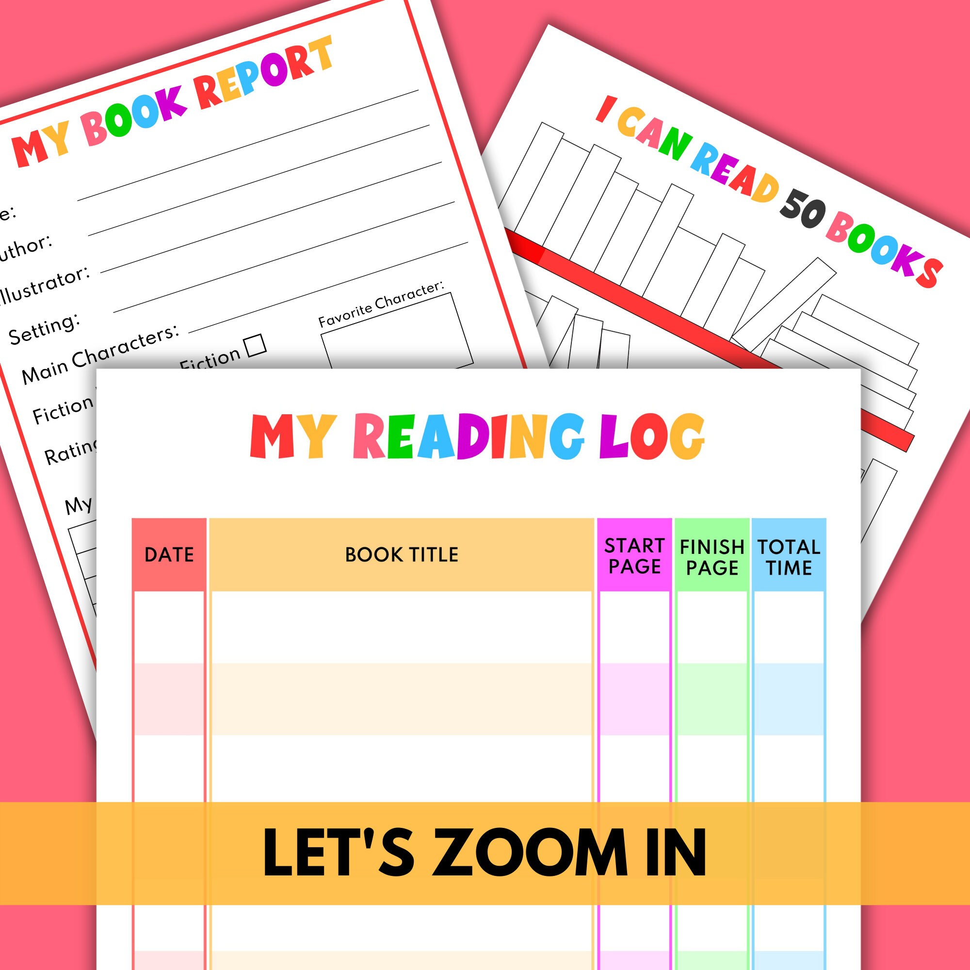 Reading Log Bundle, Book Report, Reading Challenge, Visual Book Tracker ...