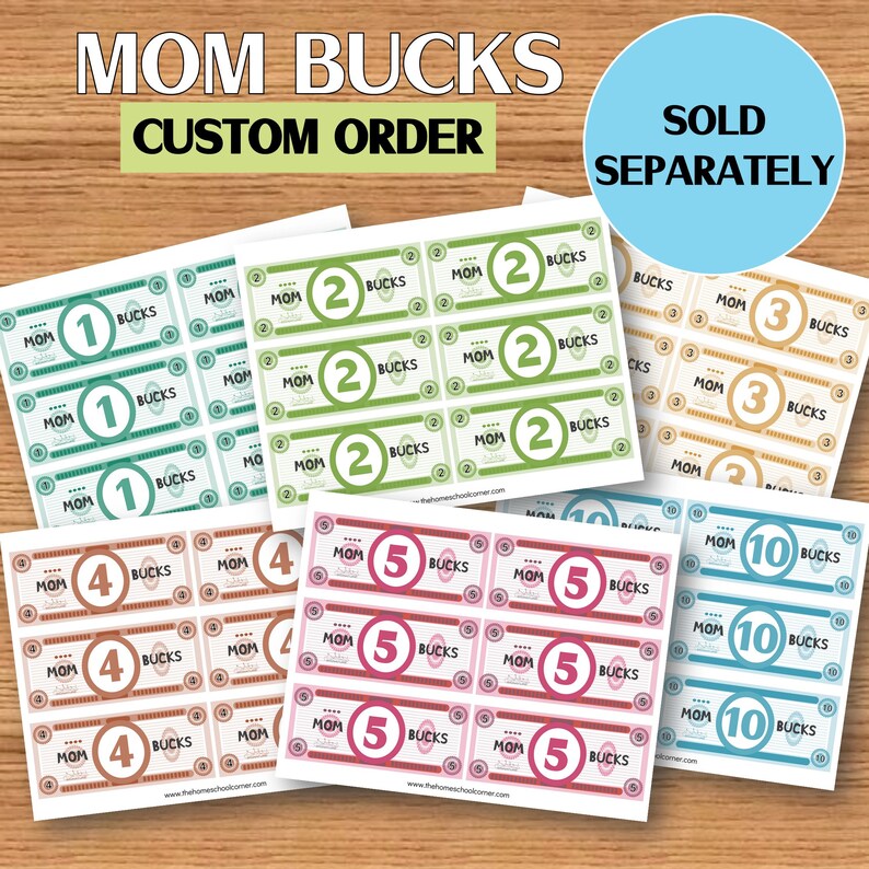 CUSTOM ORDER Mom Bucks Earn & Spend Charts - Etsy