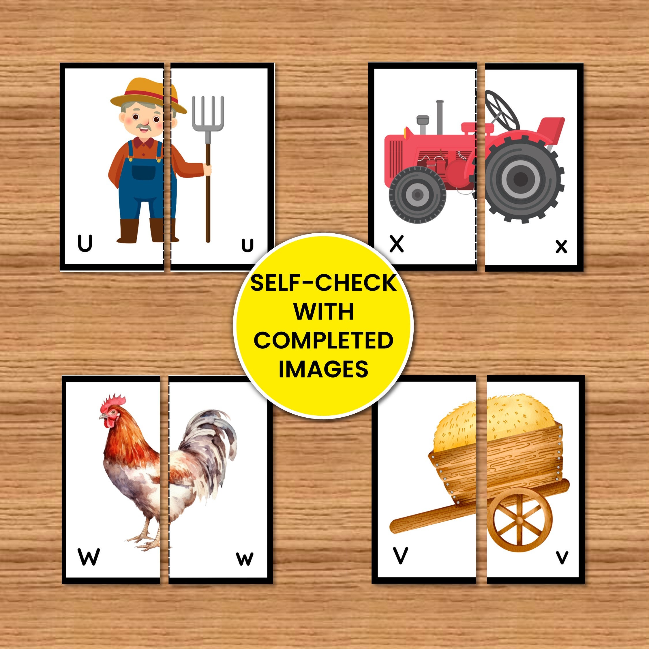 Farm Alphabet Puzzle: Uppercase & Lowercase Matching (PDF Pattern) - Etsy