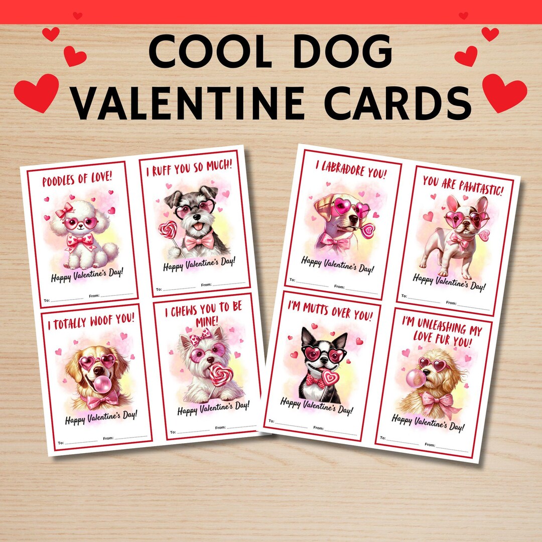 Dog Pun Valentines Day Cards, Dog Greeting Cards, Funny Valentines ...