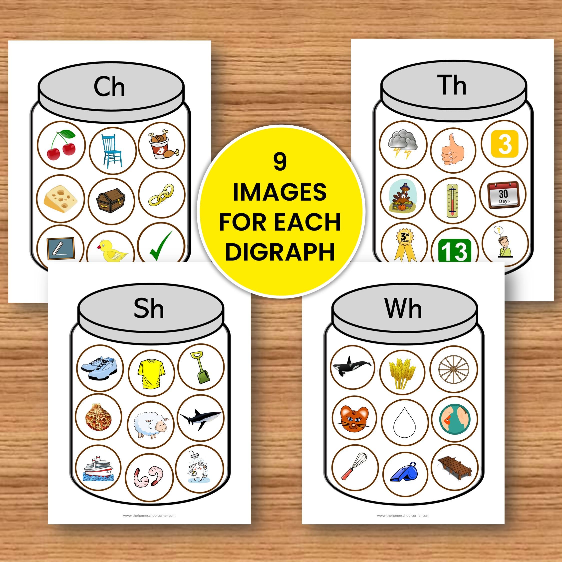 Digraph Sorting Activity Jars: Initial Consonant Digraphs, Sh Ch Th Wh ...