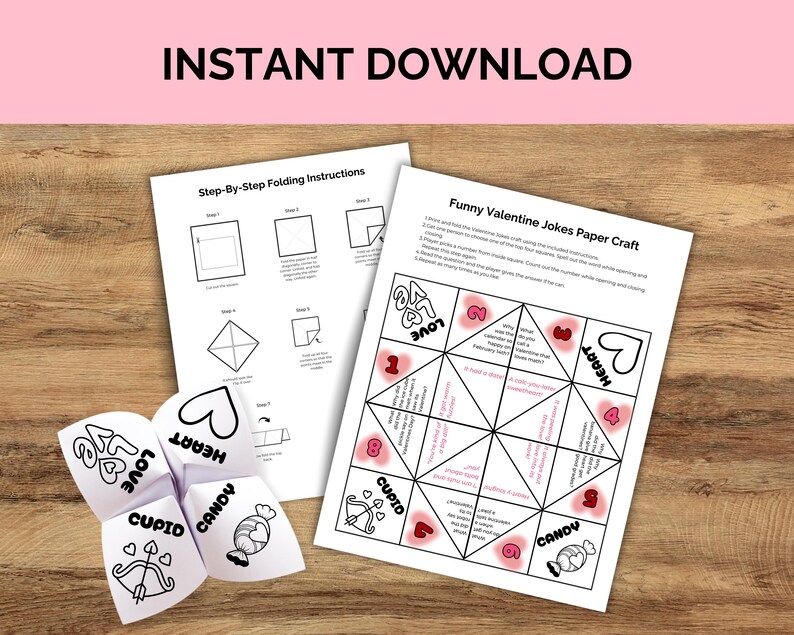 Valentines Day Jokes Cootie Catcher: Color-your-own Valentine Game (PDF ...