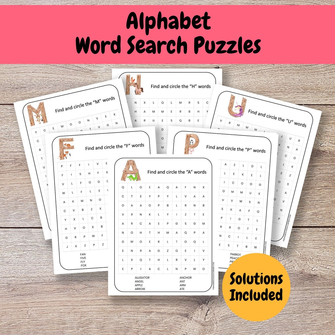 Alphabet Word Search Puzzles for Kids Solutions Included - Etsy Australia