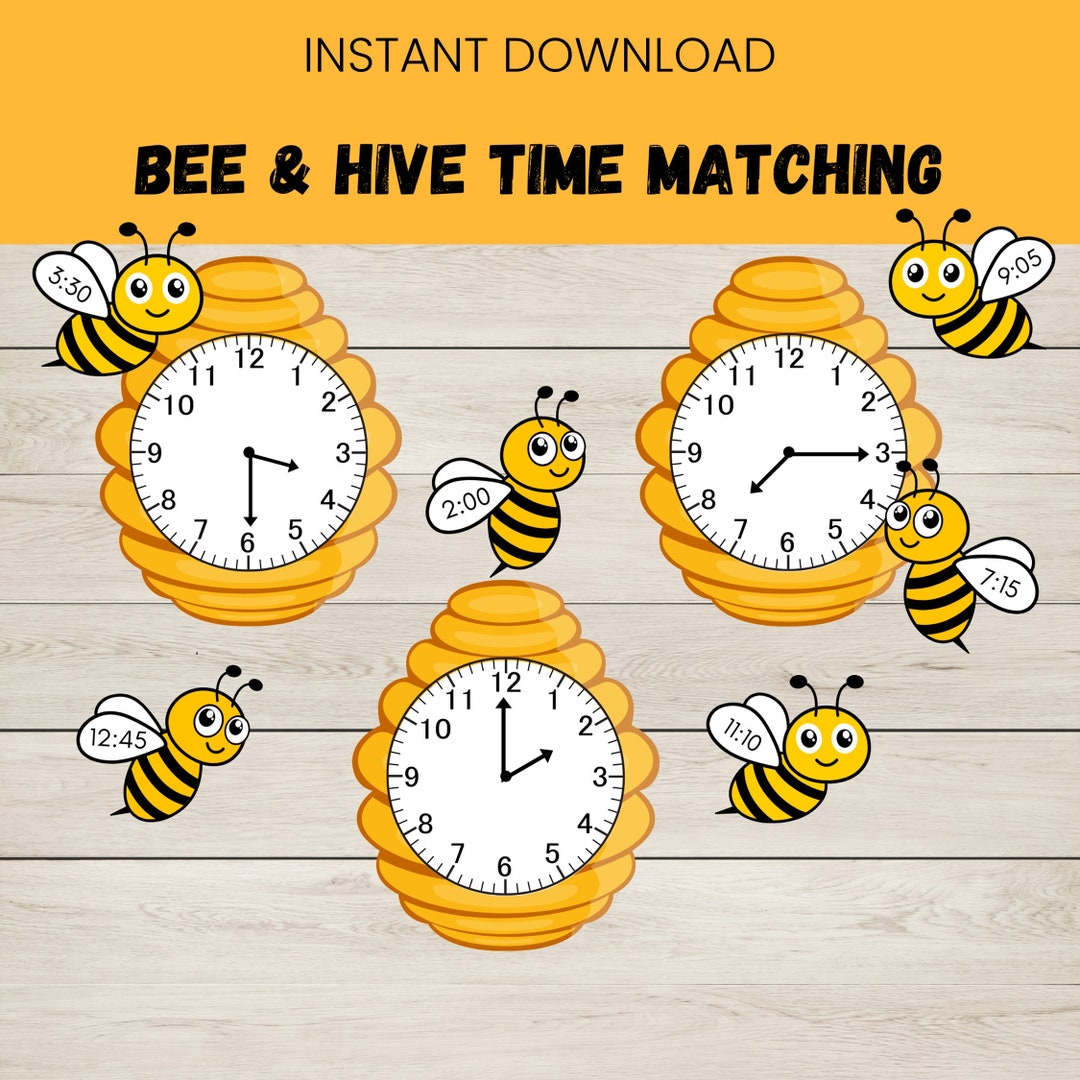 Bee & Hive Time Matching Activity, How to Tell Time, Analog, Digital ...