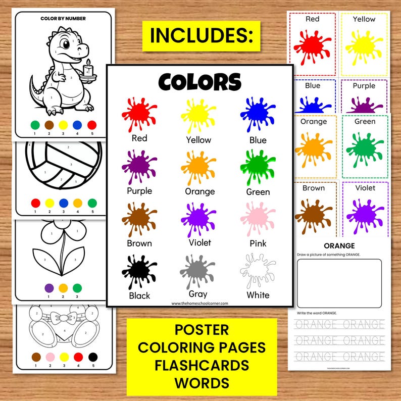 Learn Colors, Colors Chart, Color Flashcards, Color by Number, Color ...