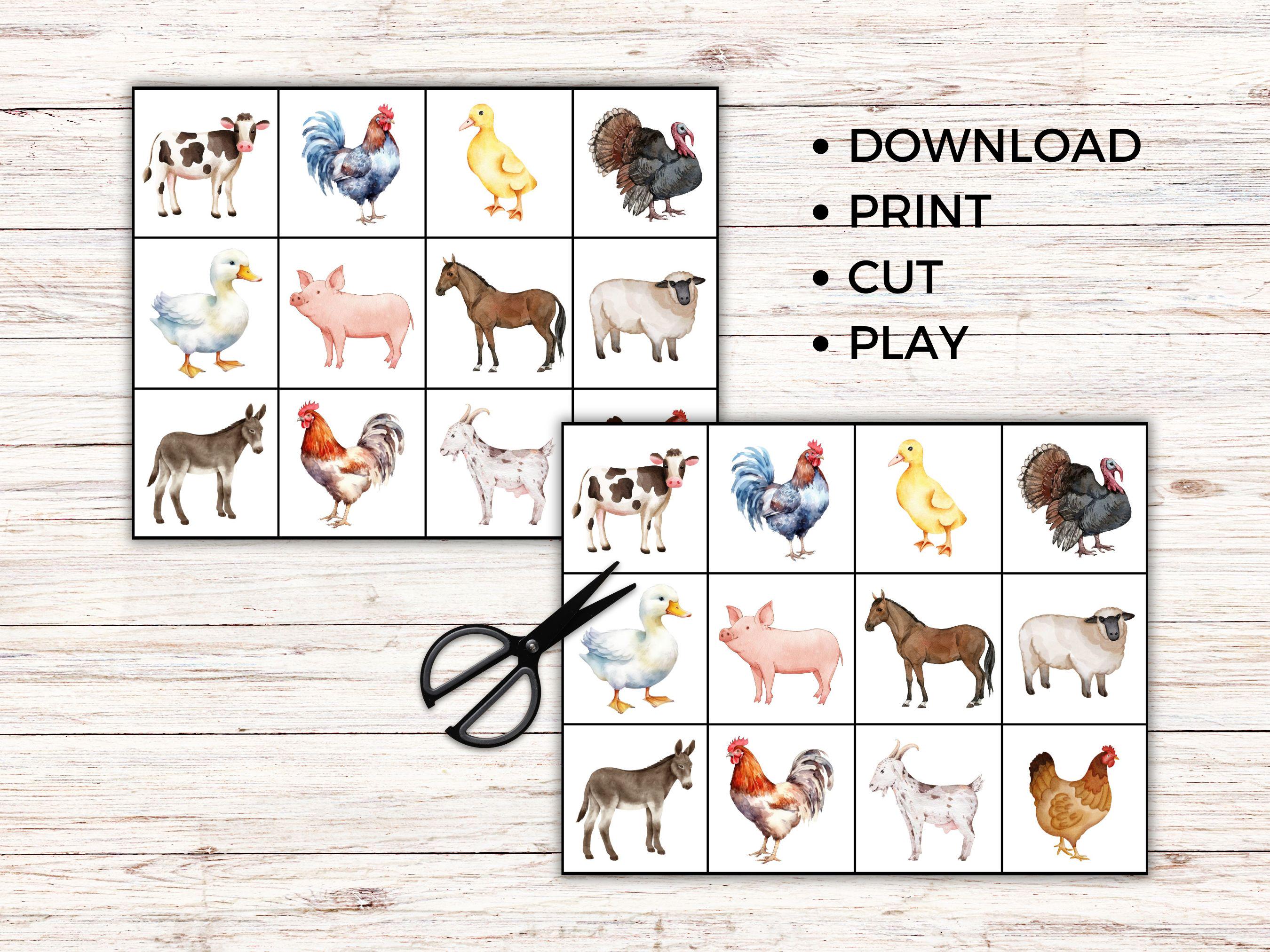 Farm Animals Memory Game, Matching Pictures, Preschool Printables ...