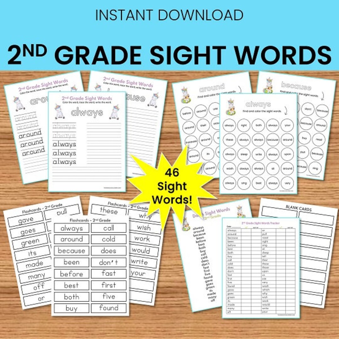 2nd Grade Dolch Sight Words, Trace + Write Worksheets, Find & Color ...