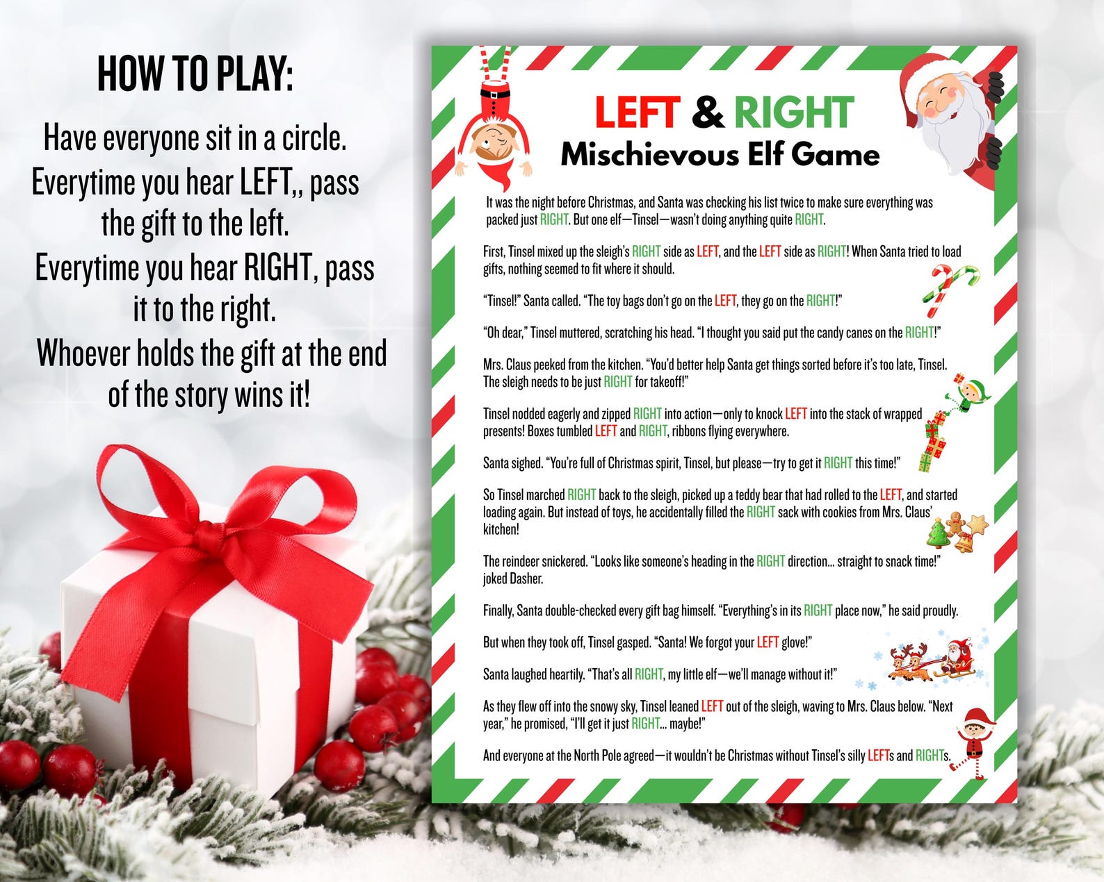 Christmas Left Right Game: Pass the Prize, Pass the Gift, Mischievous ...
