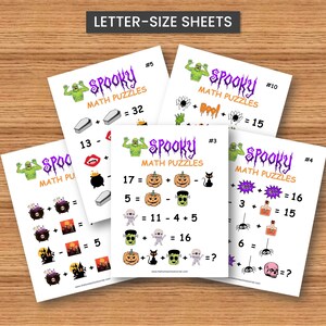 Spooky Fun Halloween Math Puzzle Worksheets, Equations Math Strategies ...