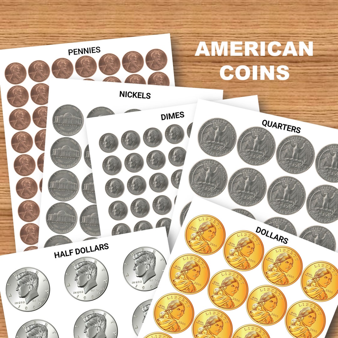 Printable American Coins, US Currency Coins, Play Money Coins, Toy ...
