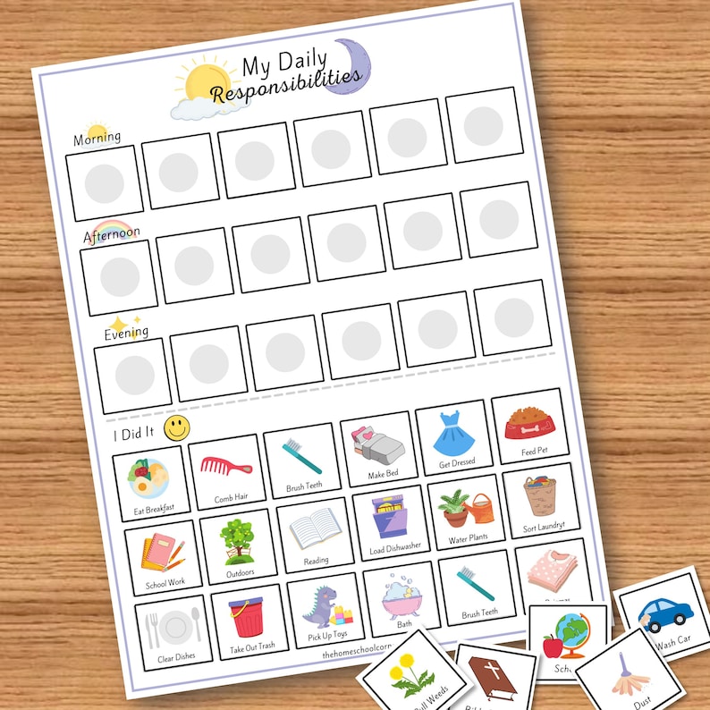 Daily Schedule for Kids With Visual Routine Cards, Morning Afternoon ...