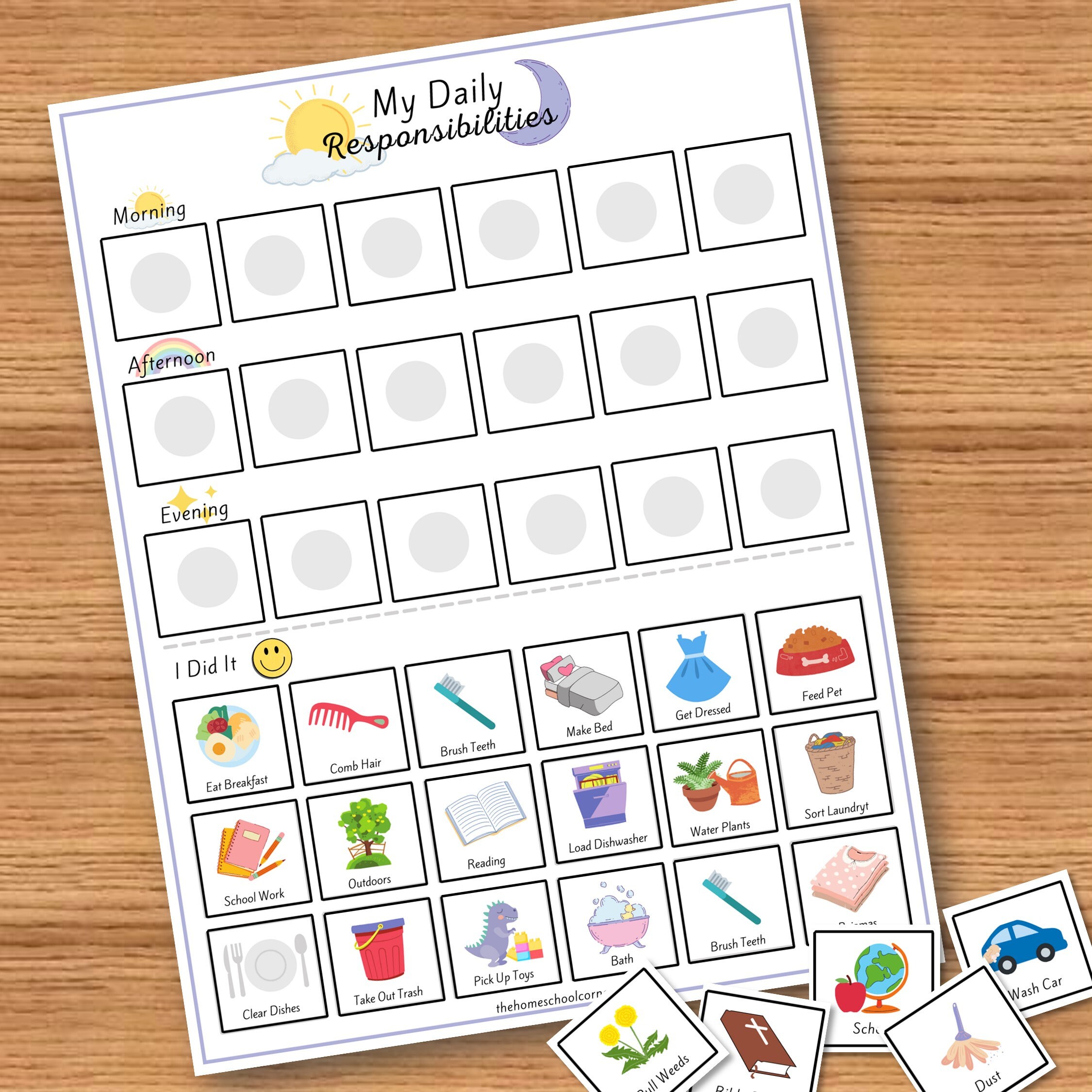 Daily Schedule for Kids With Visual Routine Cards, Morning Afternoon ...