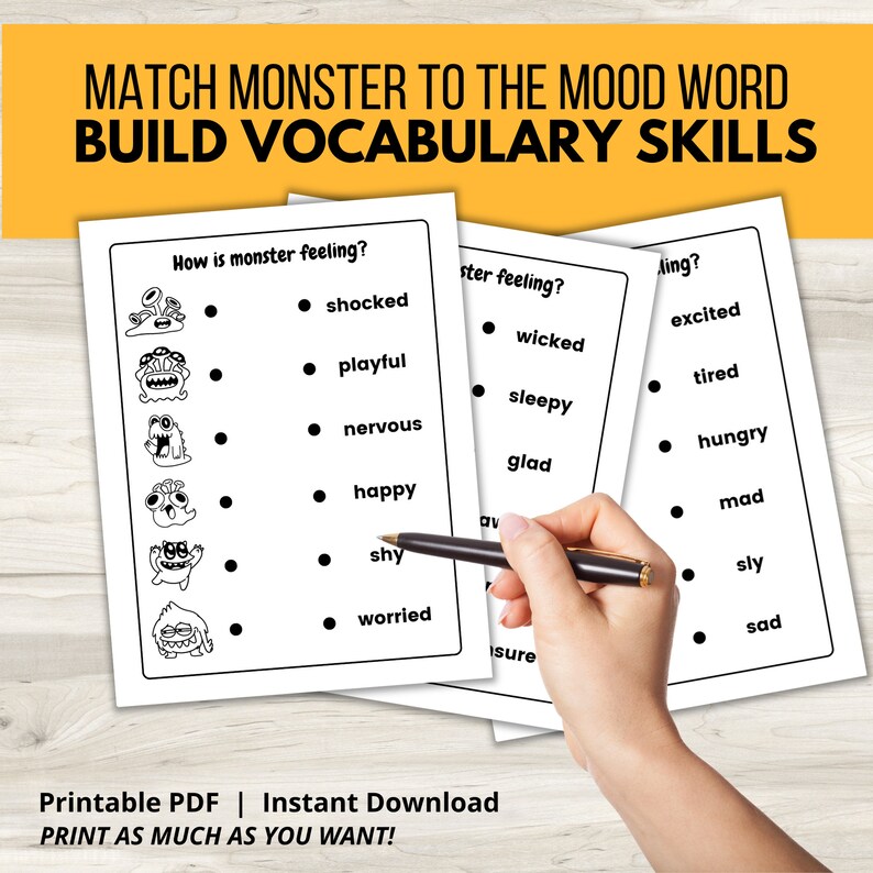 Emotions Coloring Book, Monster Moods Coloring Pages, Kids Mental ...