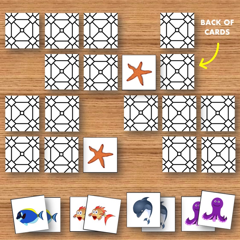 Ocean Life Memory Game, Matching Pictures, Preschool Printables ...