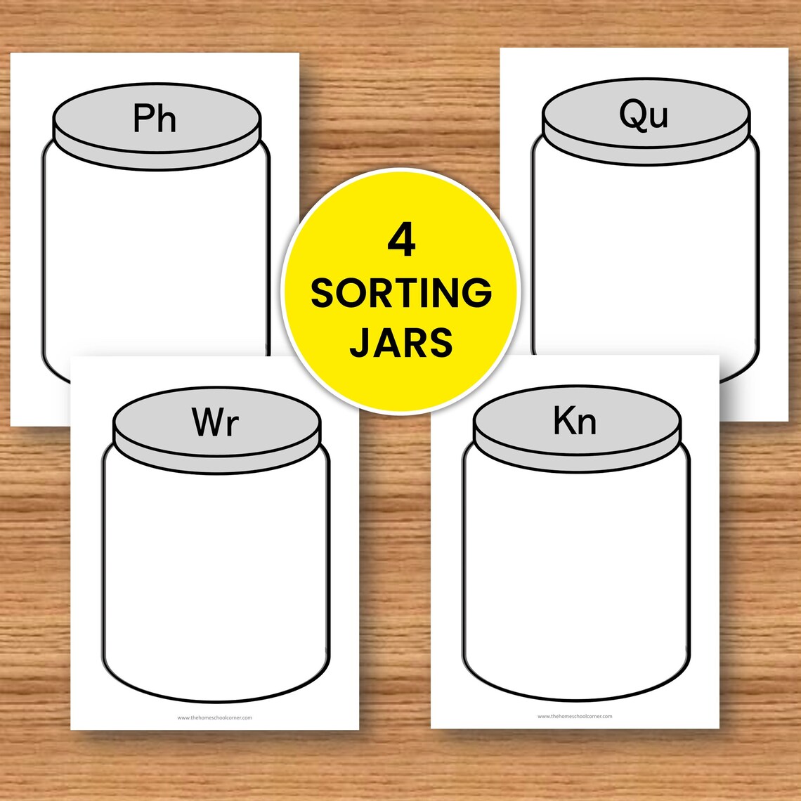 Digraph Sorting Activity Jars, Initial Consonant Digraphs Ph Wr Kn Qu ...