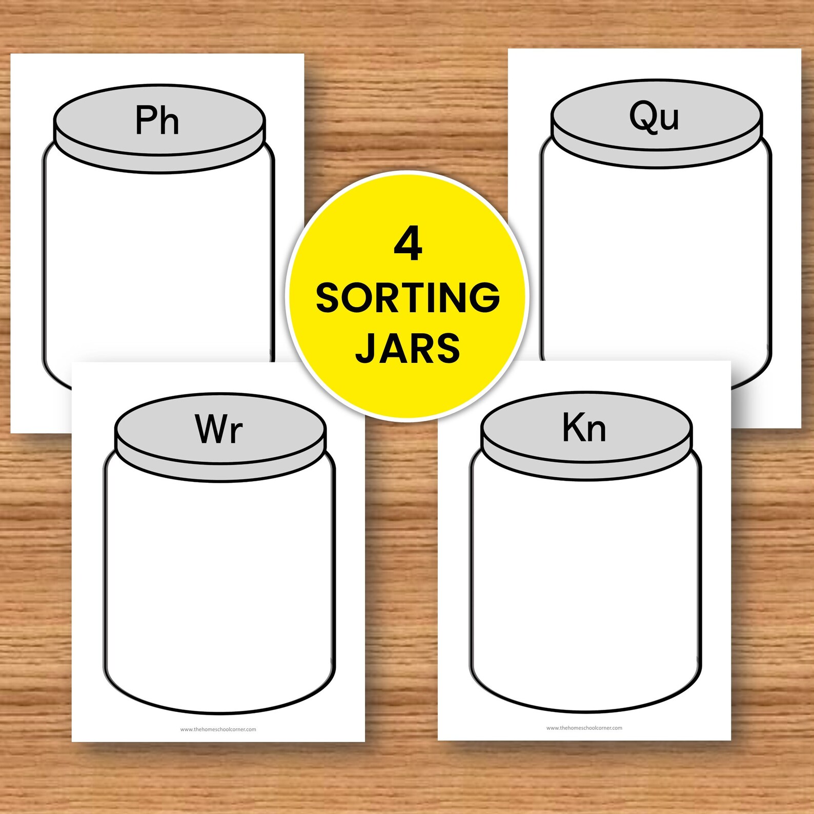 Digraph Sorting Activity Jars, Initial Consonant Digraphs Ph Wr Kn Qu ...