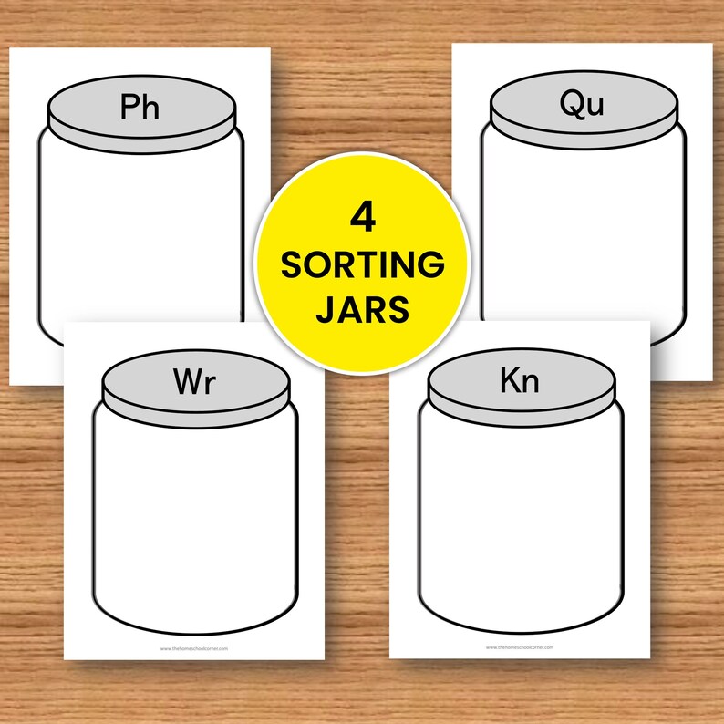 Digraph Sorting Activity Jars, Initial Consonant Digraphs Ph Wr Kn Qu ...