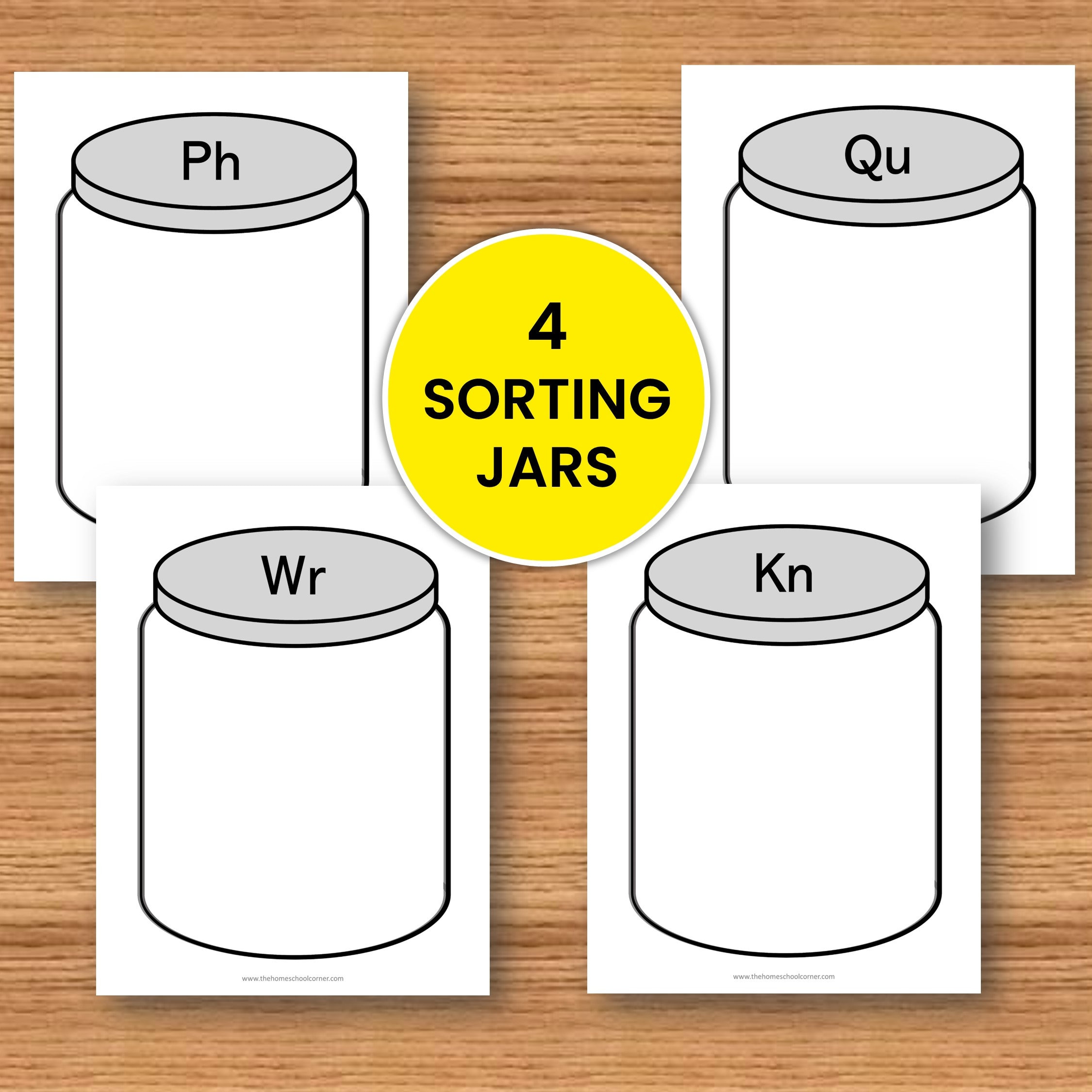 Digraph Sorting Activity Jars, Initial Consonant Digraphs Ph Wr Kn Qu ...