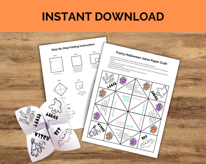 Halloween Jokes Cootie Catcher: Color-your-own Halloween Game (PDF ...