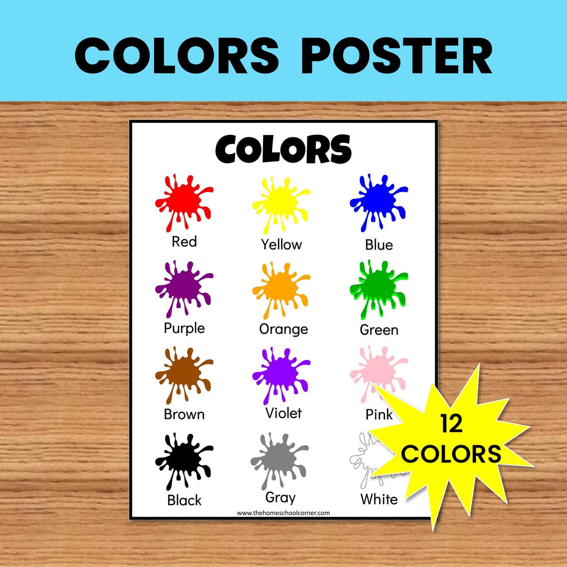 Learn Colors Printable: Flashcards, Color by Number, Poster (PDF) - Etsy