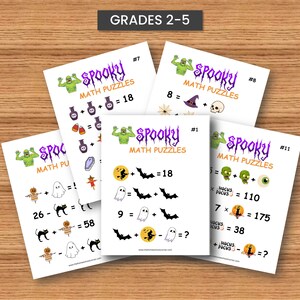 Spooky Fun Halloween Math Puzzle Worksheets, Equations Math Strategies ...