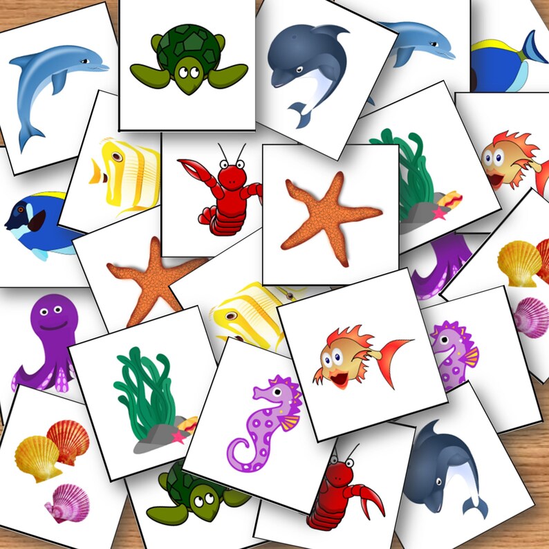 Ocean Life Memory Game, Matching Pictures, Preschool Printables ...