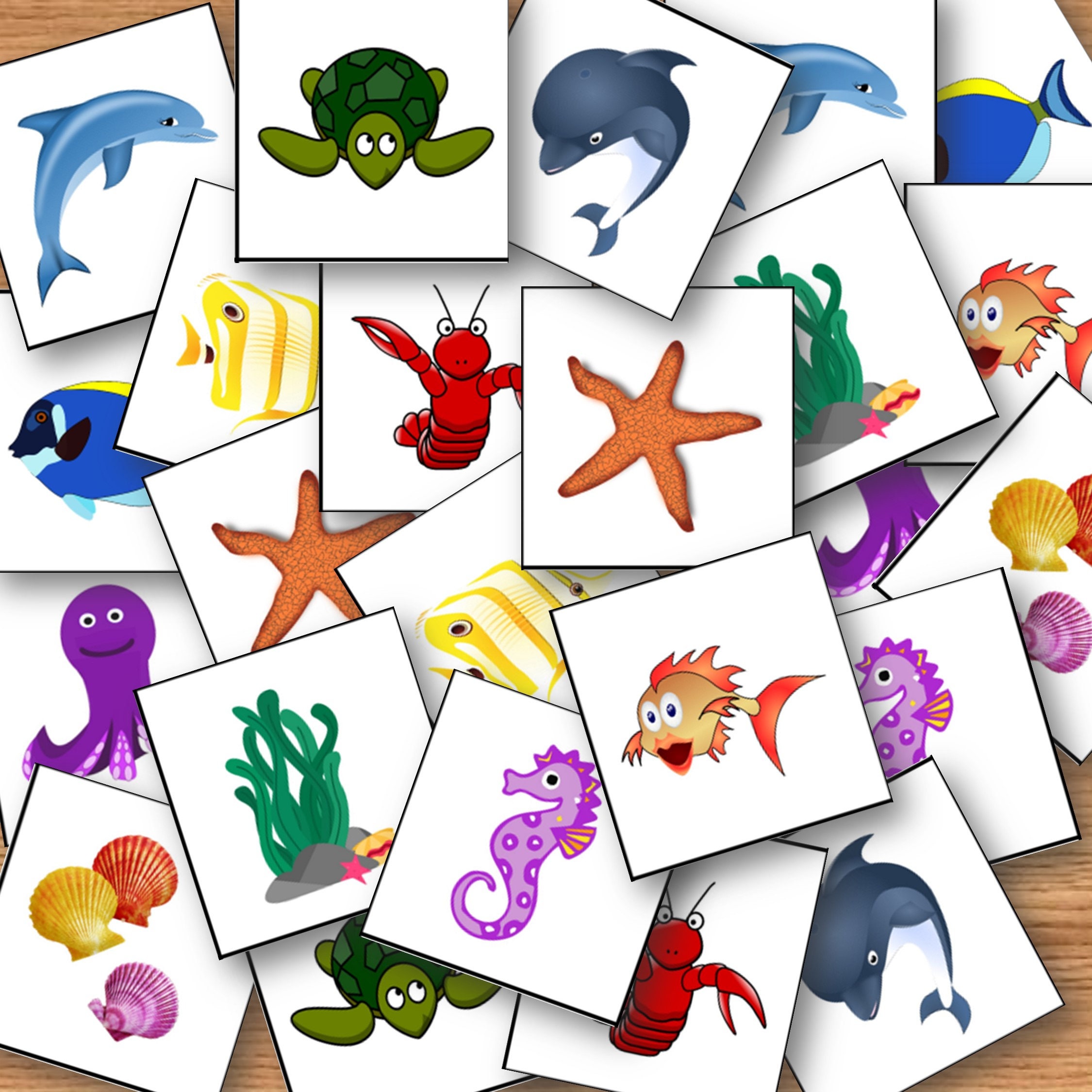 Ocean Life Memory Game: Matching Cards, Sea Animals (PDF) - Etsy