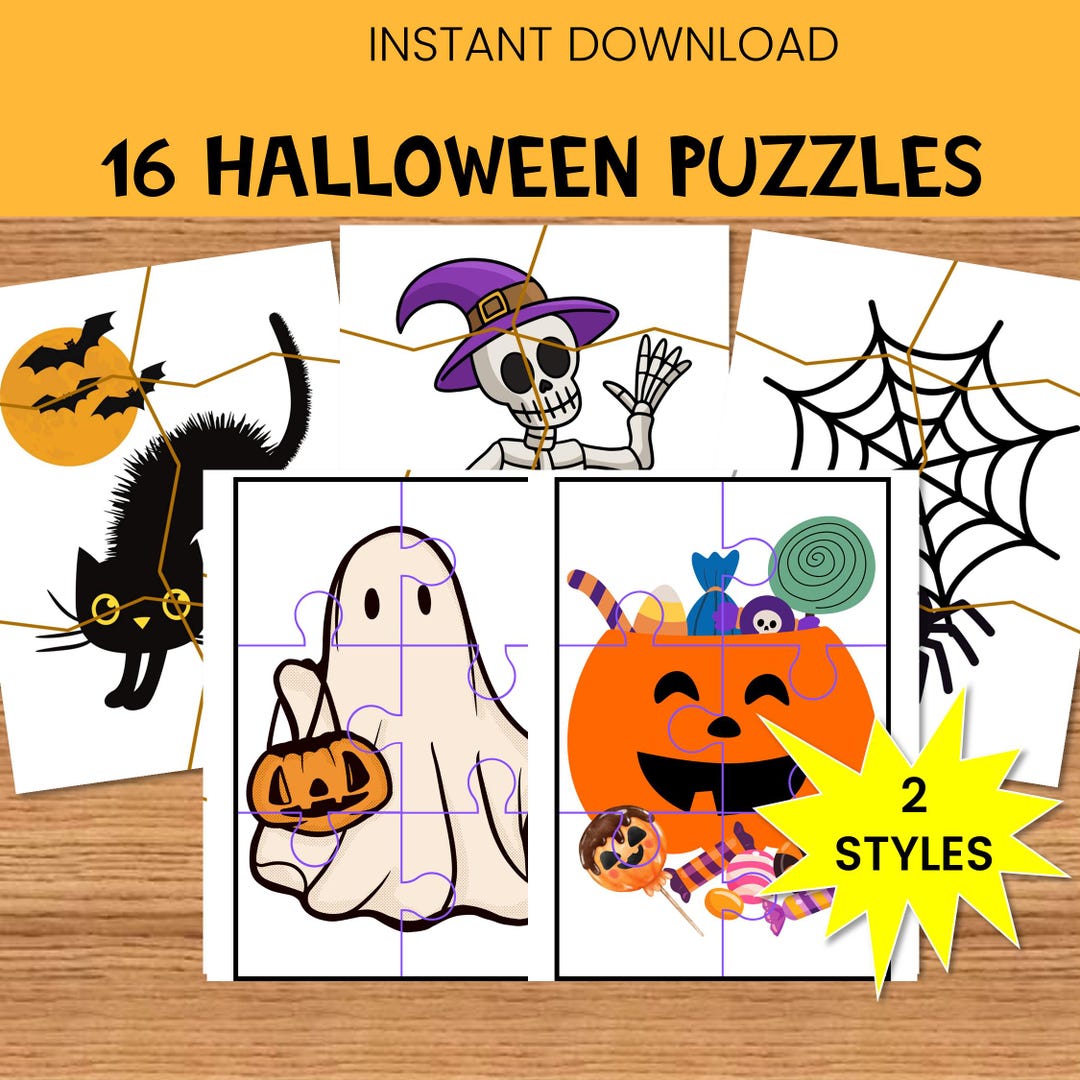 Halloween Puzzles for Kids, Halloween Pictures Activity Games, Puzzle ...