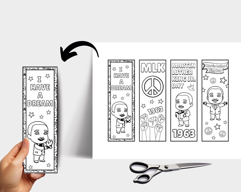 MLK Coloring Bookmarks: Printable Kids Activity, Martin Luther King ...