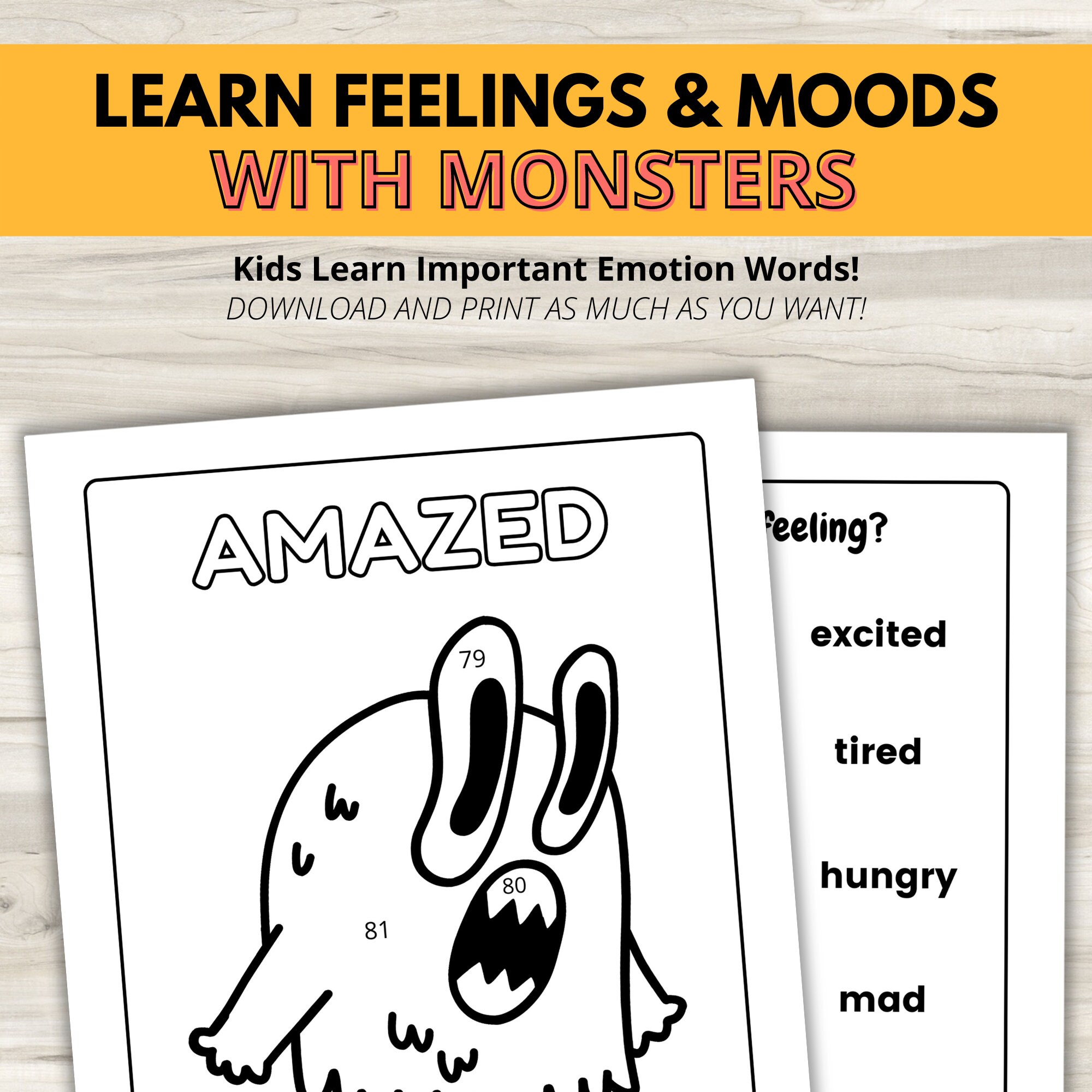 Emotions Coloring Book, Monster Moods Coloring Pages, Kids Mental ...