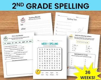 36 Weeks of Spelling for 2nd Grade - Etsy