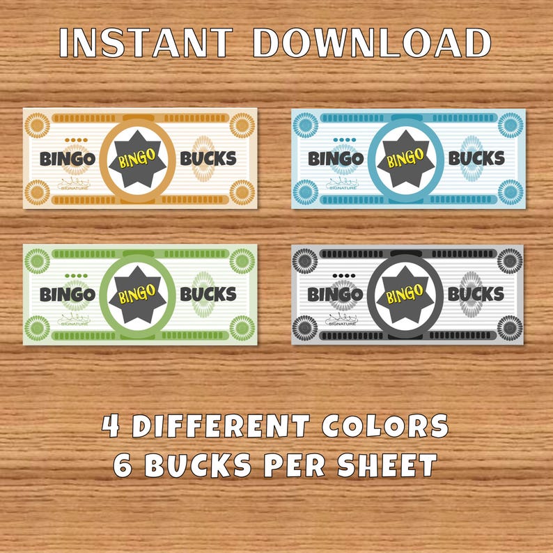 Bingo Bucks Printable, Bingo Game Money, Prop Money, Fake Money, Reward Dollars, Mini Bucks ...