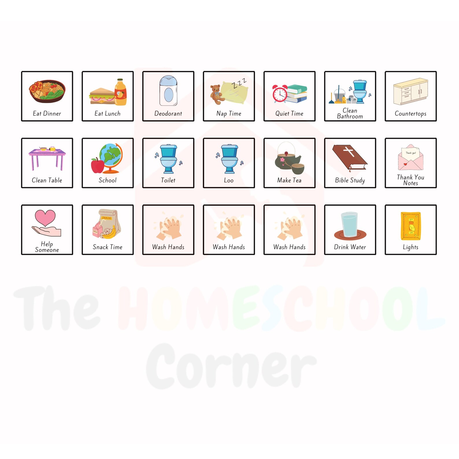 Daily Schedule for Kids With Visual Routine Cards, Morning Afternoon ...