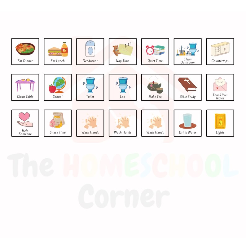 Daily Schedule for Kids With Visual Routine Cards, Morning Afternoon ...