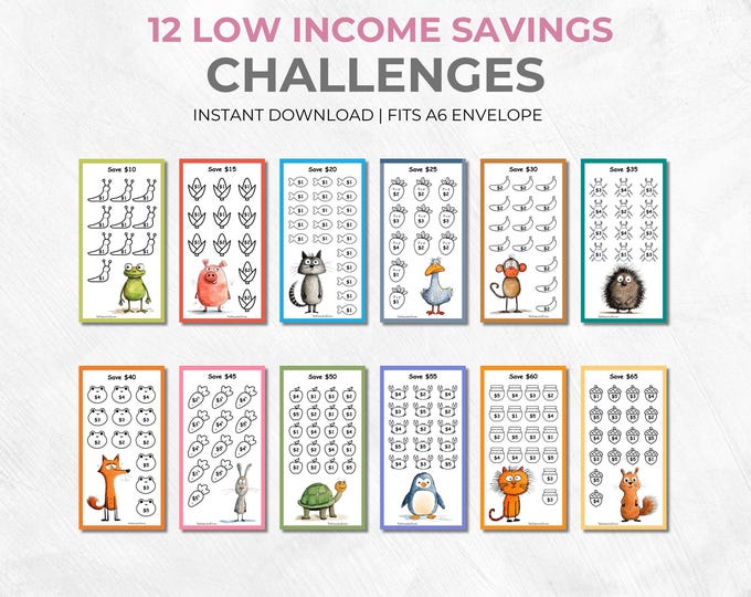 Low Income Savings Challenge Printable, 12 Boxes Money Savings ...
