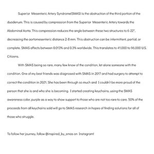 Superior Mesenteric Artery Syndrome (SMAS) Fundraising Keychain - Etsy